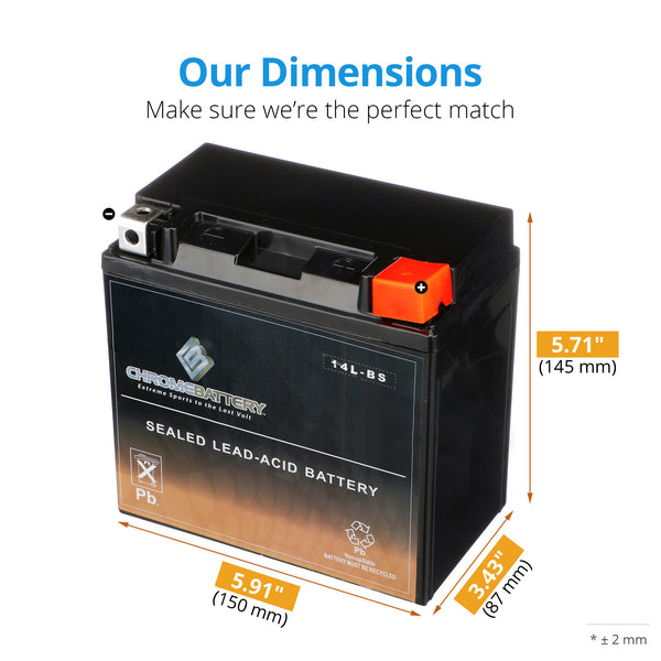 YTX14L-BS Power Sports Battery - 14L-BS at Chrome Battery – chromebattery