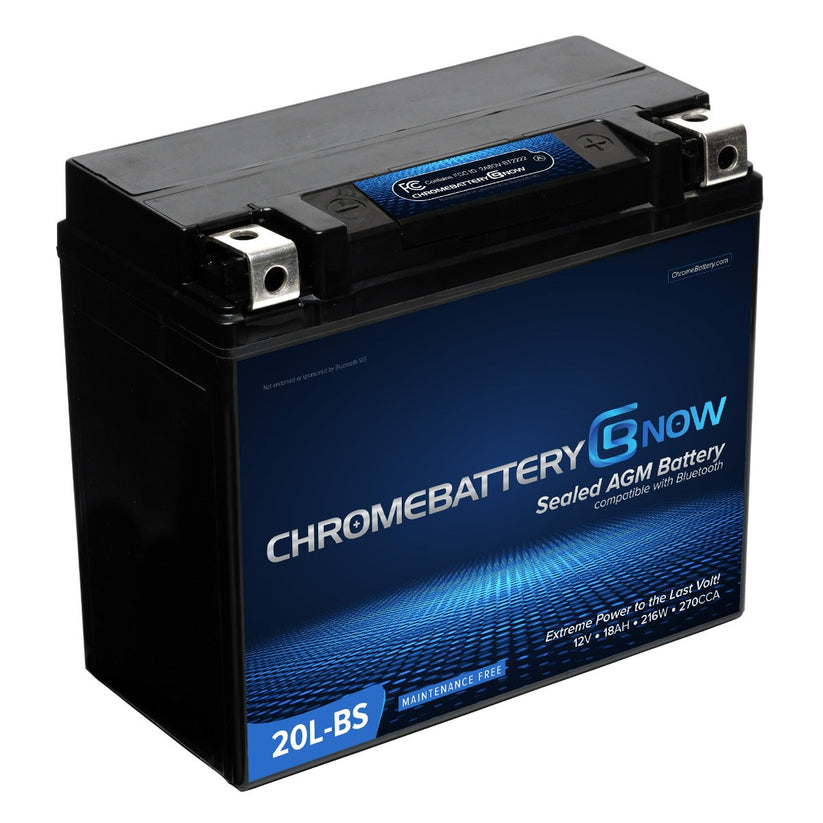 YTX20L-BS Intelligent Bluetooth Enabled Motorcycle Battery – Chrome Battery