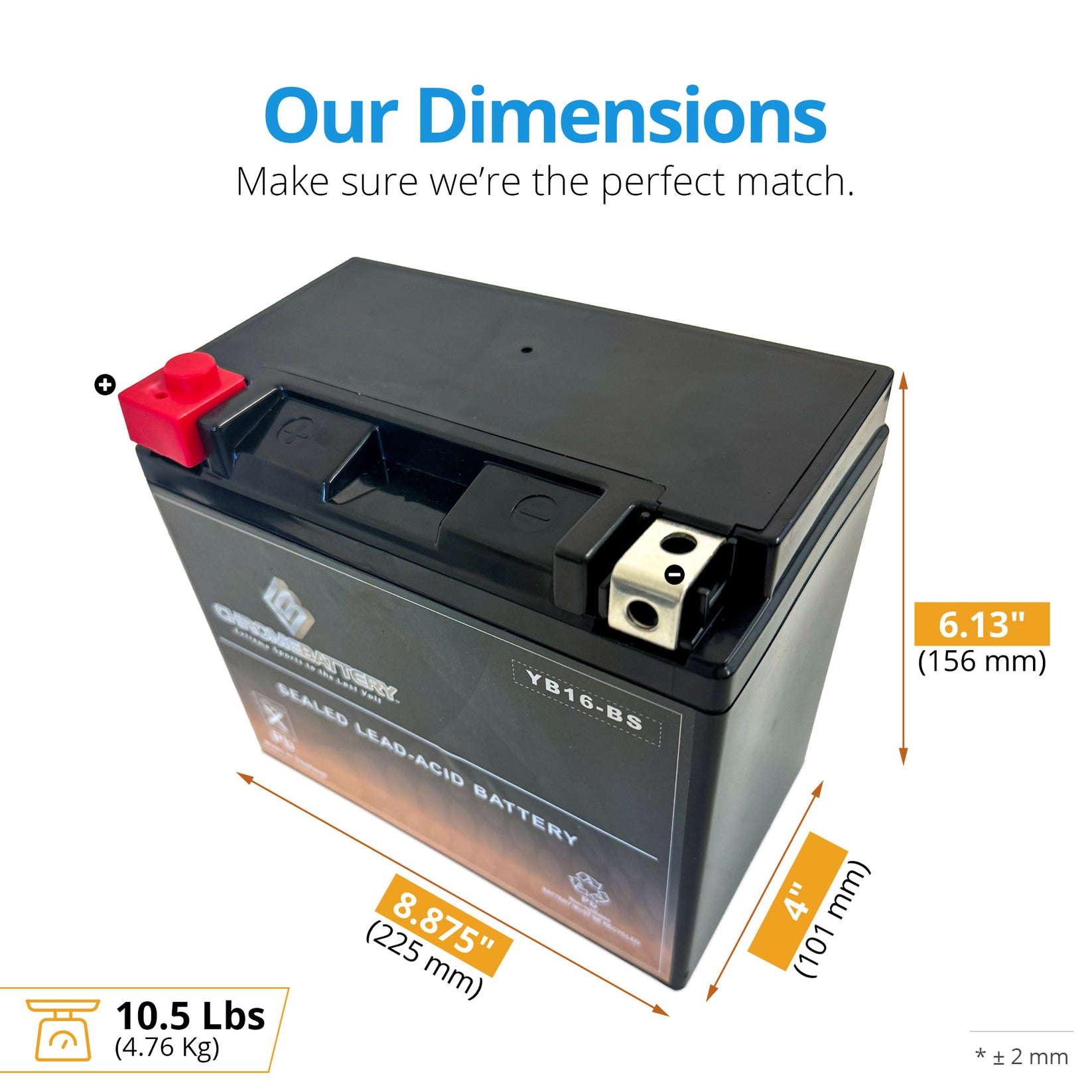 YB16-B Power Sports Battery - 16-B Battery at Chrome Battery ...